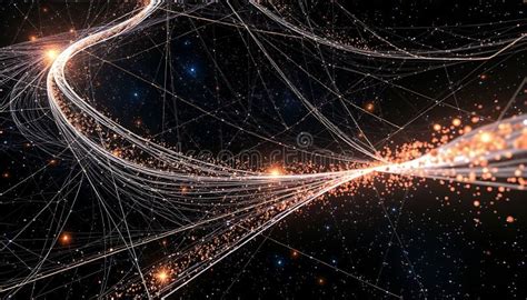 Abstract Light Trails Glowing Lines And Dynamic Energy Flow Stock