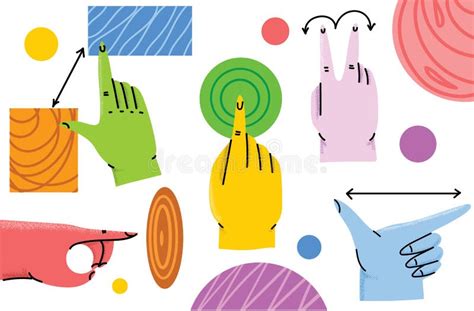 Set Of Touch Screen Gestures Icon Illustrations Hand Click Finger