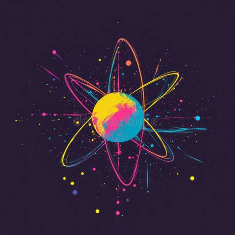Vibrant Abstract Atomic Structure With Colorful Orbits And Energetic