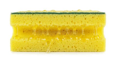 Yellow Sticky Sponge Isolated On White Background Sharp Details On