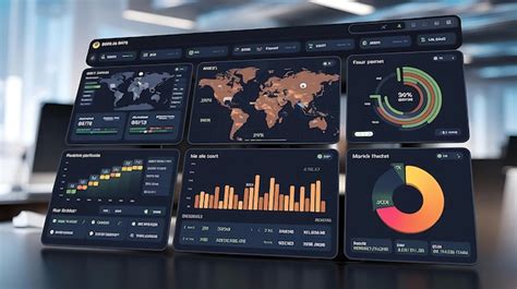 futuristic computer screen with data analysis premium ai generated image