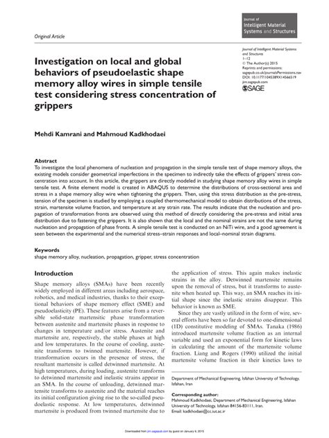 pdf investigation on local and global behaviors of pseudoelastic