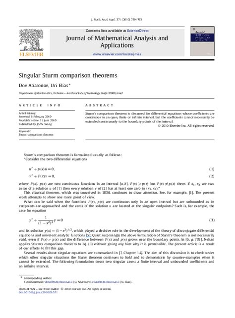 Pdf Singular Sturm Comparison Theorems