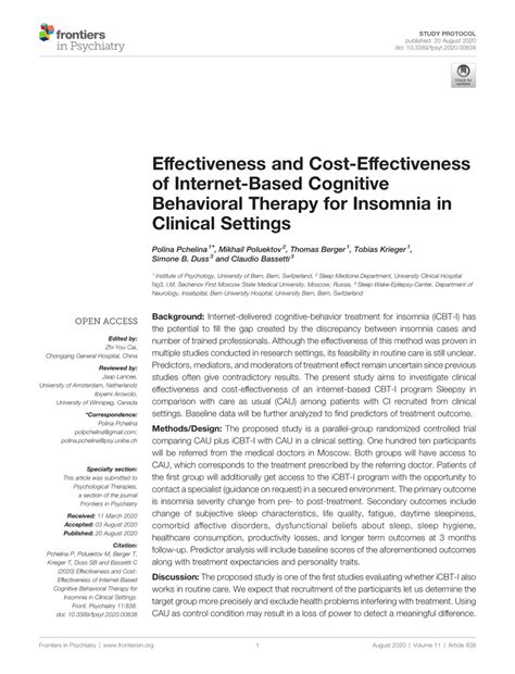 Pdf Effectiveness And Cost Effectiveness Of Internet Based Cognitive