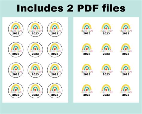 Printable Class Ring Stickers Tags Kindergarten Class Ring Graduation Party Favors Preschool