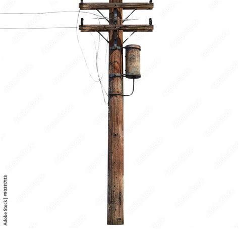 A Rustic Wooden Utility Pole Standing Tall Featuring Electric Wires