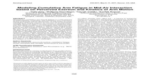 Download Pdf Modeling Cumulative Arm Fatigue In Mid Air Interaction