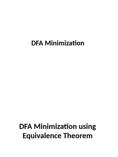 Dfa Minimization Techniques Explained Pdf Algorithms Theoretical