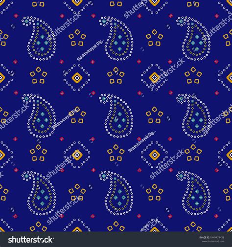 Indian Digital Print Bandhani Pattern Colorful Stock Illustration