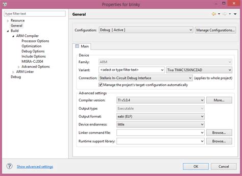 ccs v6 tm4c129xnczad tivaware missing compiler blinky example
