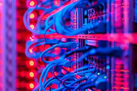 Network Cables In A Data Center Premium Ai Generated Image