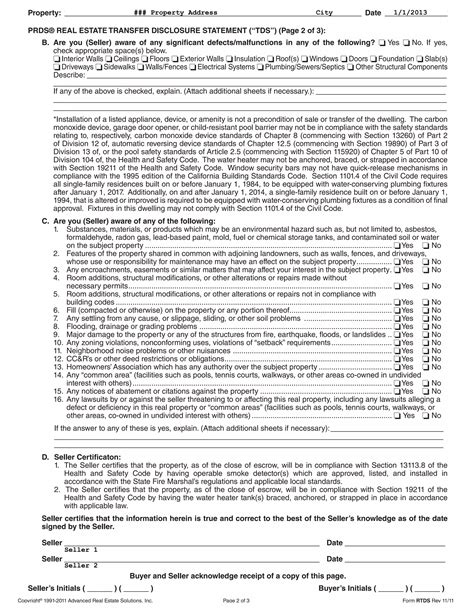 Real Estate Transfer Disclosure Statement Rtds Pdf