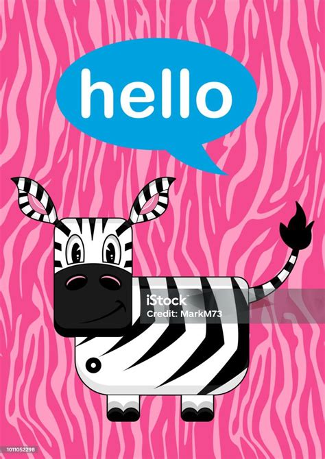 Kartun Hello Zebra Ilustrasi Stok Unduh Gambar Sekarang Belang