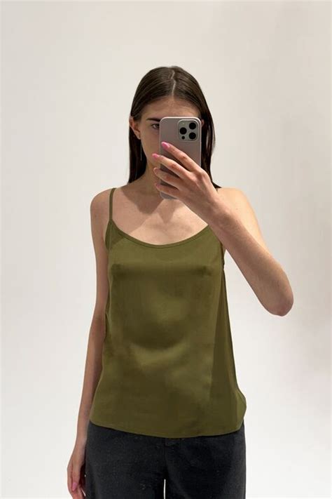 Майка на бретелях штапель хакі Vovk