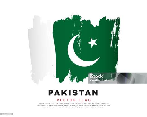 파키스탄의 국기 흰색과 녹색 브러시 스트로크 손으로 그립니다 흰색 배경에 고립된 벡터 일러스트레이션입니다 0명에 대한 스톡 벡터 아트 및 기타 이미지 Istock