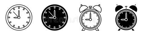 Clock Icons Versions Set In Black Flat And Line Style Stock Vector Illustration Of Arrow Flat