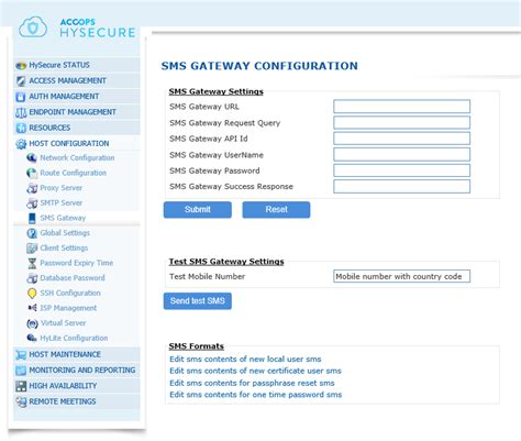 Sms Gateway Accops Hysecure 52 Knowledge Center