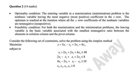 Solved Question 2 14 Marks • Optimality Condition The