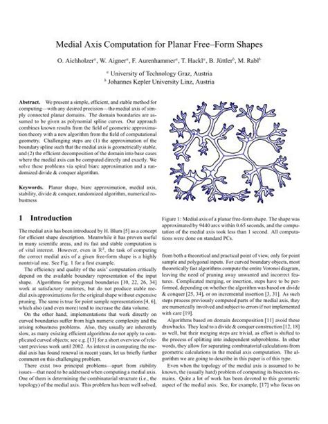 medial axis computation for planar freeâ form shapes institute of