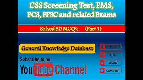 30 Solved Mcqs Css Screening Test Pms Pcs Fpsc And Related Exams