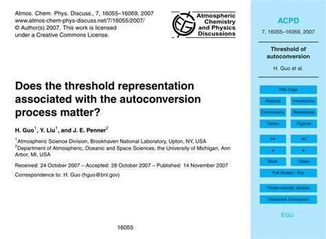 Pdf Does The Threshold Representation Associated With The Autoconversion Process Matter