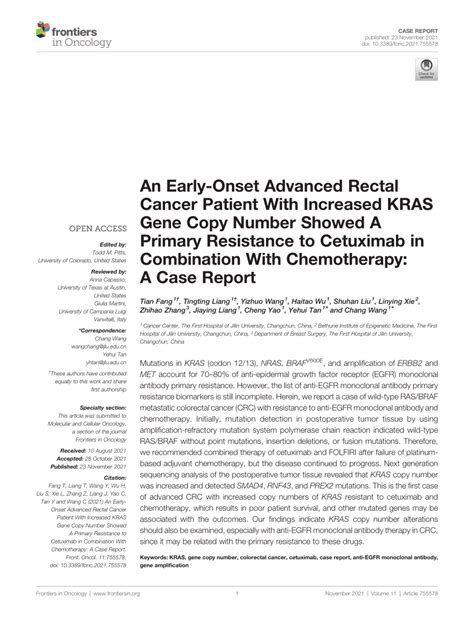 Pdf An Early Onset Advanced Rectal Cancer Patient With Increased Kras Gene Copy Number Showed