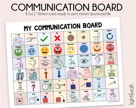 Communication Board Printable Lightandsaltdesign