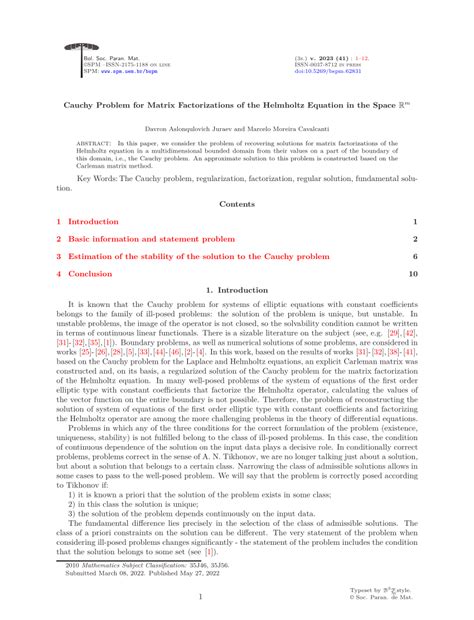 Pdf Cauchy Problem For Matrix Factorizations Of The Helmholtz