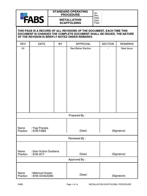 Method Statement Installation Scaffolding Pdf Scaffolding Occupational Safety And Health