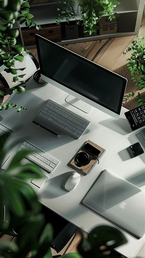 Minimalist Office Workspace With Modern Design And Green Plants In 2024 Work Space