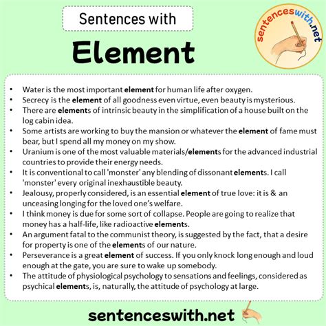Sentences With Element Sentences About Element Sentenceswithnet