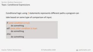 Boolean And Conditional Logic In Python PPTX