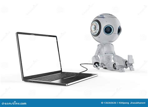 robot with notebook stock illustration illustration of connect 136365636