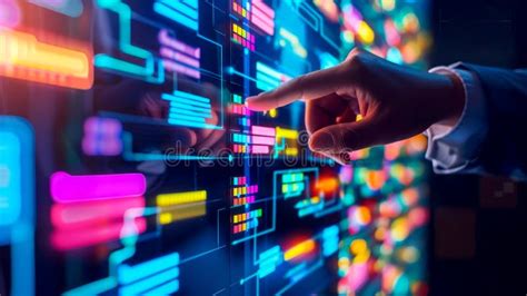 Agile Software Development Scrum Methodology Boards Workflow Finger Touching Virtual Interface