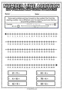 Number Line Addition Worksheets Free Teach Prints