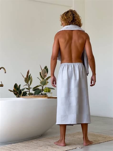 Купити Кілт парео чоловічий для дому бані сауни з натуральної вафельної тканини на липучці колір