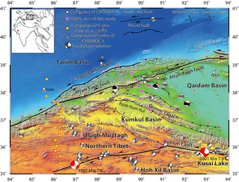 Tectonic Map Of The Northern Tibetan Plateau The Southern Tarim Basin