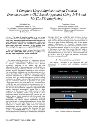A Complete User Adaptive Antenna Tutorial Demonstration A Gui Based Approach Using Java And