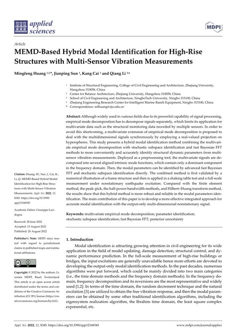 Pdf Memd Based Hybrid Modal Identification For High Rise Structures
