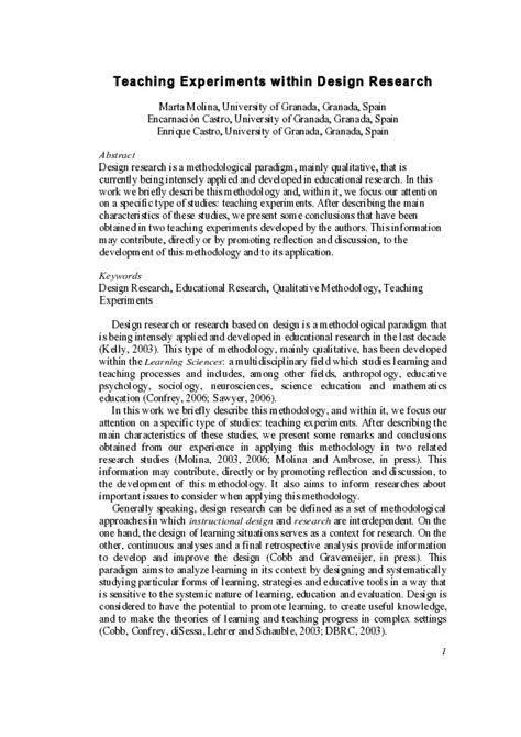 Teaching Experiments Within Design Research Funes