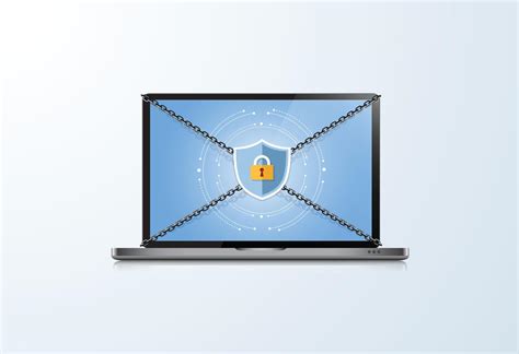 Concept Is Data Security Center Shield On Computer Laptop Protect