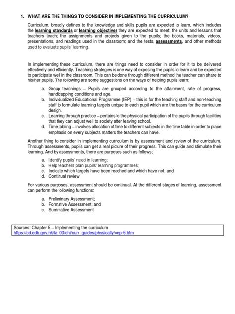 What Are The Things To Consider In Implementing The Curriculum Pdf Curriculum Educational