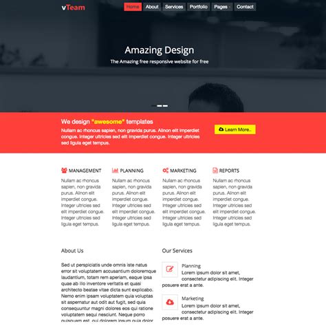 vteam free bootstrap html5 website template