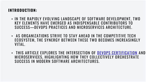 Devops Certification And Microservices Orchestrating Success In Modern