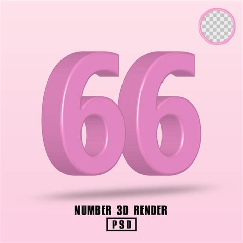 Premium Psd 3d Render Number 66 Pink Color