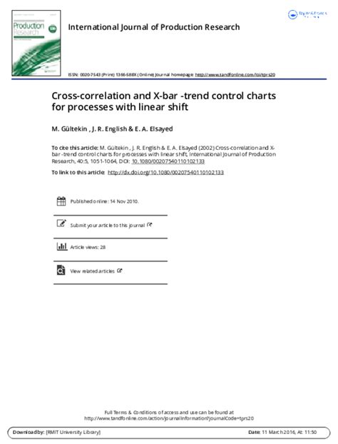 pdf cross correlation and x bar trend control charts for processes