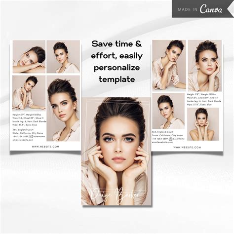 Editable Fashion Model Zed Card Model Comp Card Model Portfolio Template Fashion Resume Photo