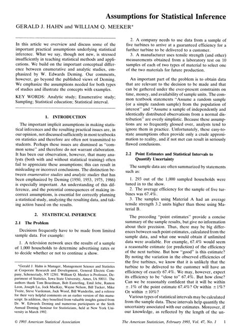 pdf assumptions for statistical inference