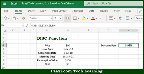 Learn How To Use Microsoft Excel Disc Function Paayi Tech