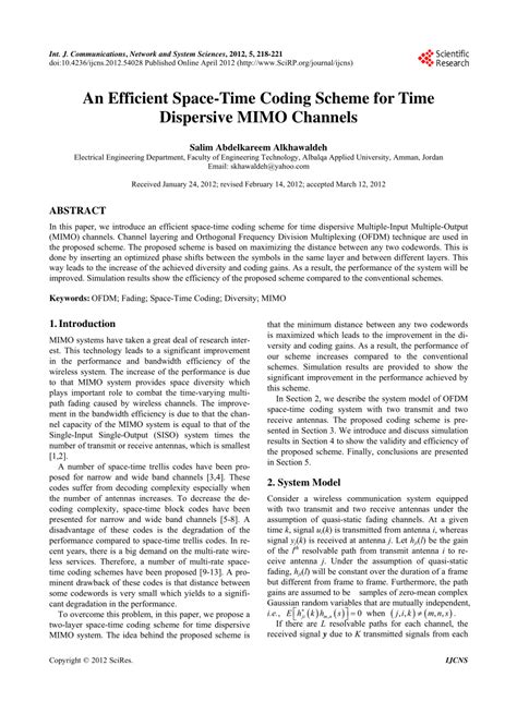 pdf an efficient space time coding scheme for time dispersive mimo